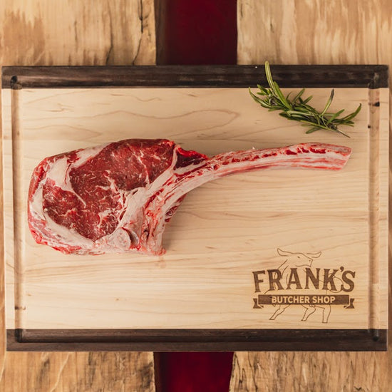 Shop Beef Tomahawk Rib Eye Steak – Frank's Butcher Shop